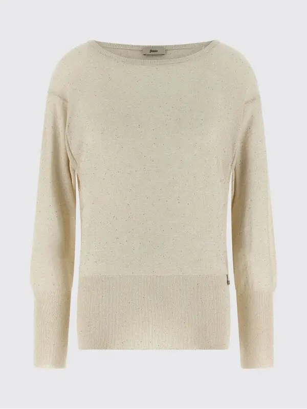 Herno Lurex And Viscose Boat Neck Jumper - Beige