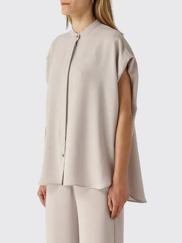 Herno Short-sleeved Crêpe Shirt With Mandarin Collar - Grey