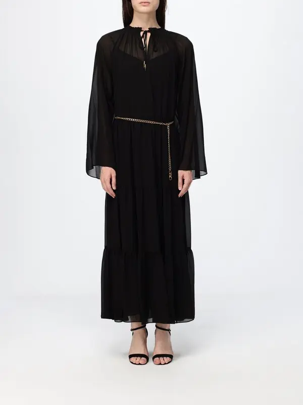 Michael Kors Tiered Maxi Dress With Chain Belt