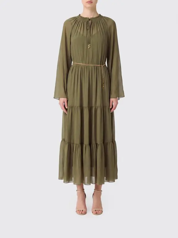 Michael Kors Midi Tunic With Jeweled Belt In Recycled Fabric - Green