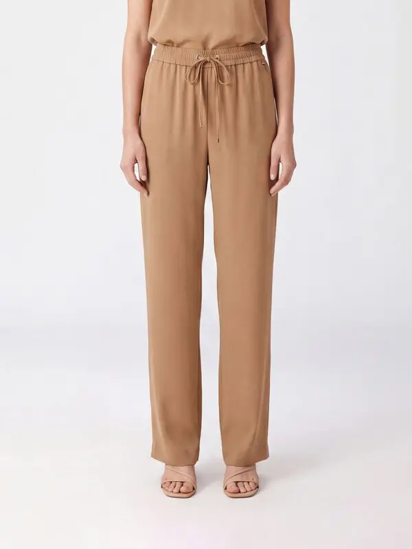 Herno High-waisted Jersey Palazzo Trousers With Drawstring - Camel