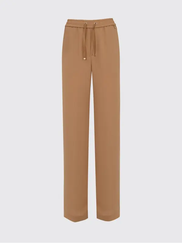 Herno High-waisted Jersey Palazzo Trousers With Drawstring - Camel