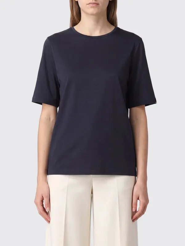 Herno Short-sleeved Crew Neck T-shirt In Pure Cotton - Blue