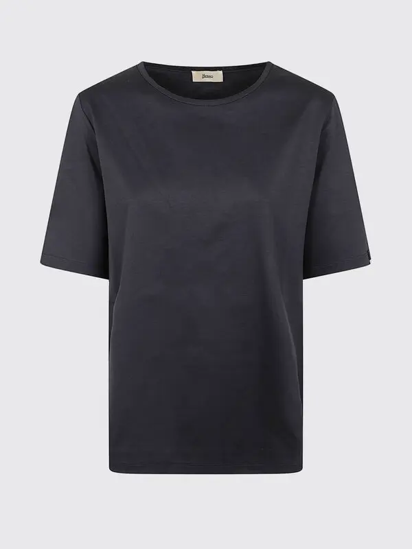 Herno Short-sleeved Crew Neck T-shirt In Pure Cotton - Blue