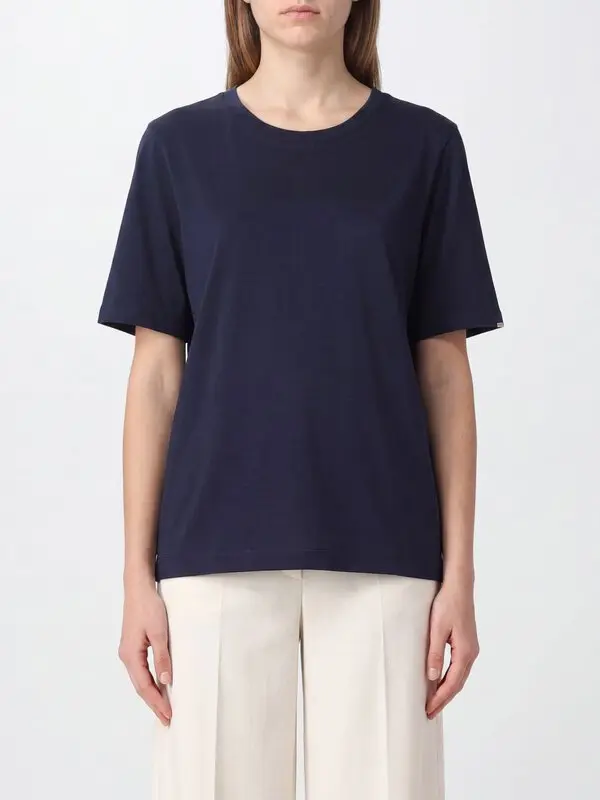 Herno Short-sleeved Crew Neck T-shirt In Pure Cotton - Blue