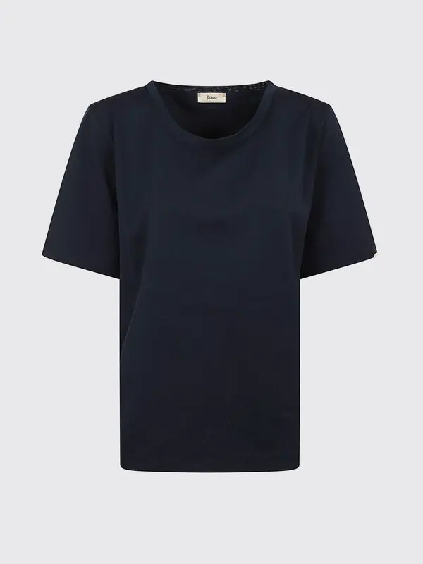 Herno Short-sleeved Crew Neck T-shirt In Pure Cotton - Blue