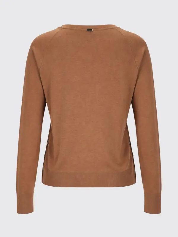 Herno Long-sleeved Lyocell Crewneck Jumper With Decorative Buttons - Beige