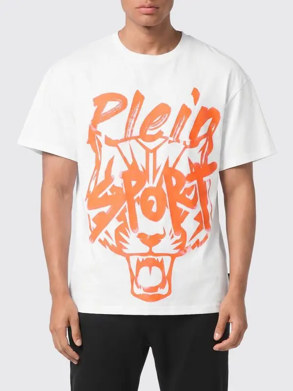 PLEIN SPORT Cotton Jersey T-shirt With Contrasting Logo - White 1