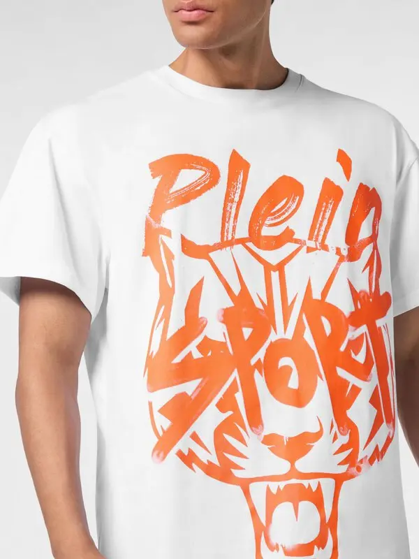 PLEIN SPORT Cotton Jersey T-shirt With Contrasting Logo - White 1