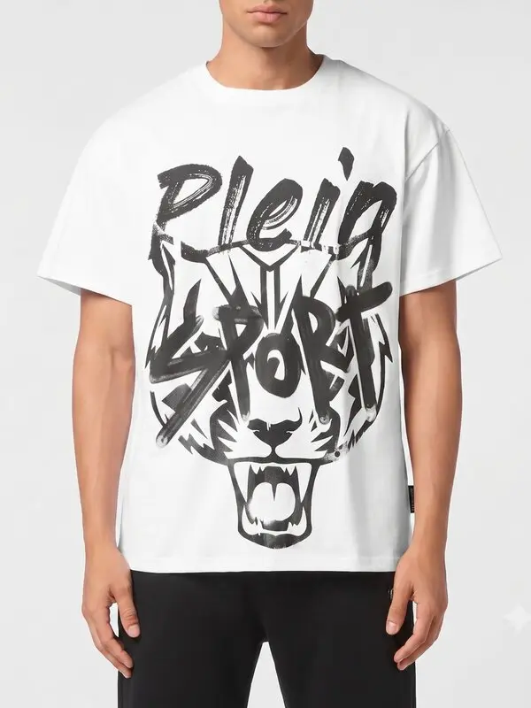PLEIN SPORT Cotton Jersey T-shirt With Contrasting Logo - White