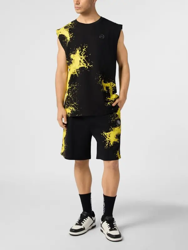 PLEIN SPORT Jersey Abstract Print High-waist Jogging Shorts - Black
