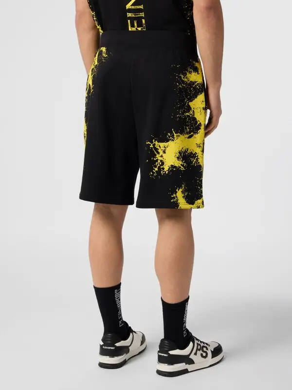 PLEIN SPORT Jersey Abstract Print High-waist Jogging Shorts - Black
