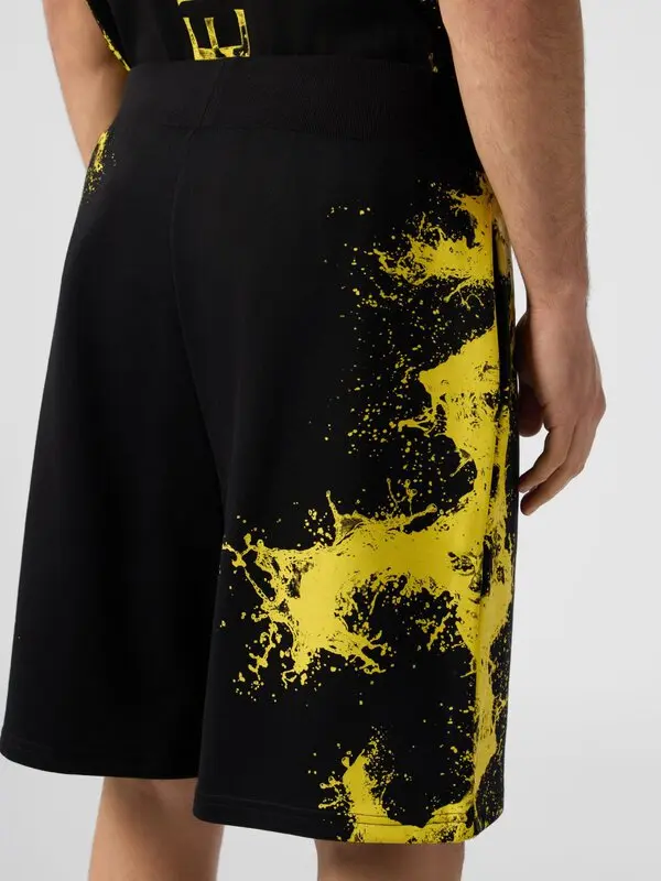 PLEIN SPORT Jersey Abstract Print High-waist Jogging Shorts - Black