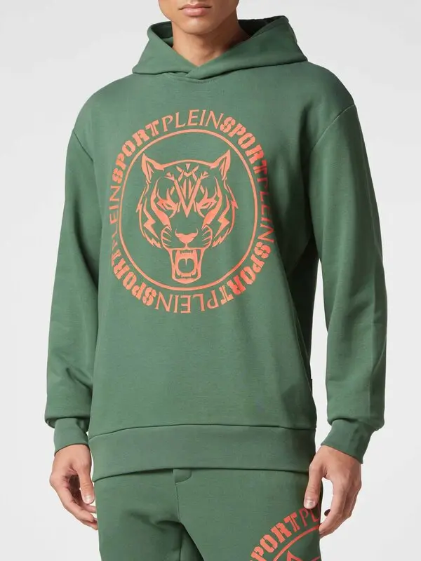 PLEIN SPORT Graphic Print Hooded Sweatshirt - Green