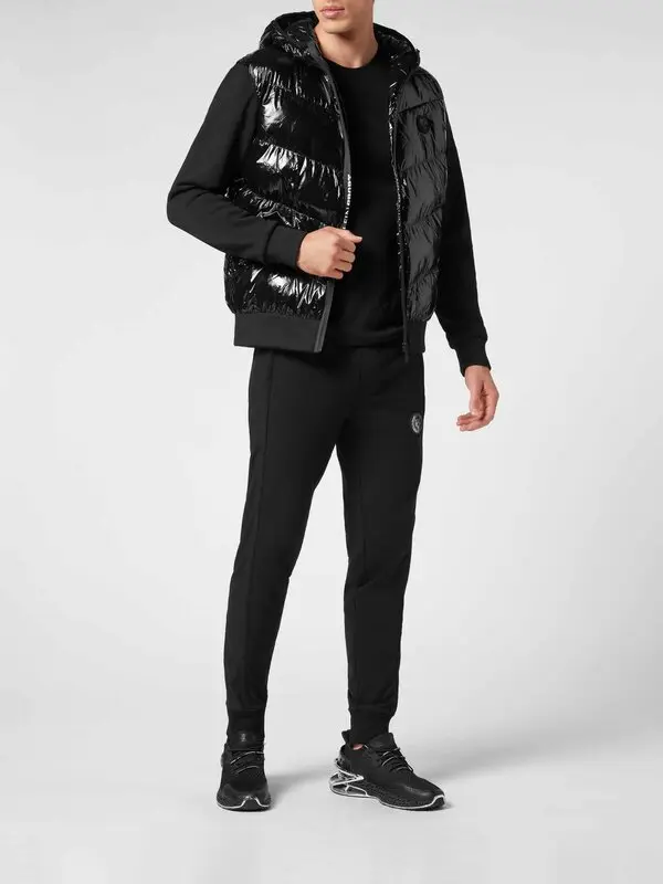 PLEIN SPORT Short Padded Nylon Puffer Jacket With Hood
