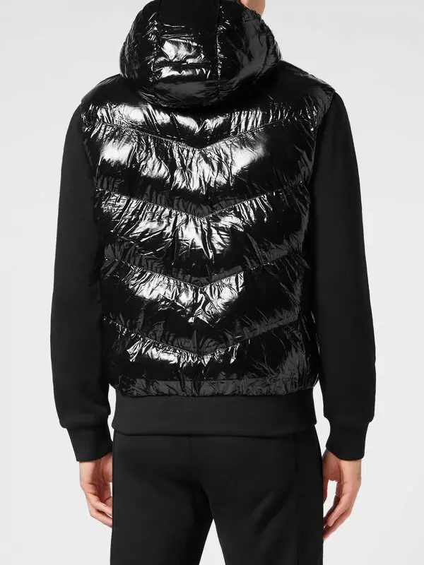 PLEIN SPORT Short Padded Nylon Puffer Jacket With Hood