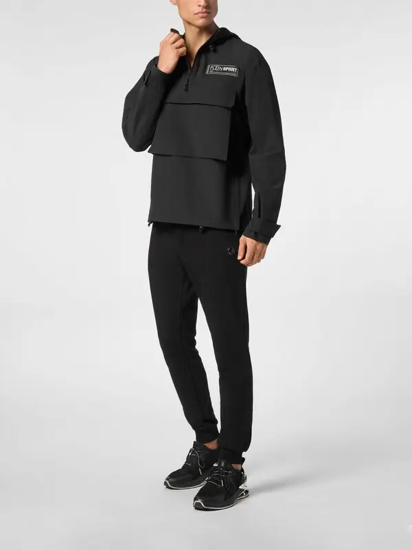 PLEIN SPORT Nylon Anorak Windbreaker With Hood And Flap Pocket