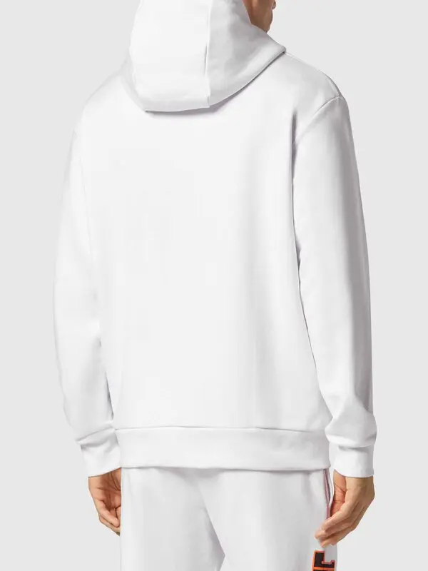 PLEIN SPORT Cotton Hoodie With Contrast Logo And America Pockets - White