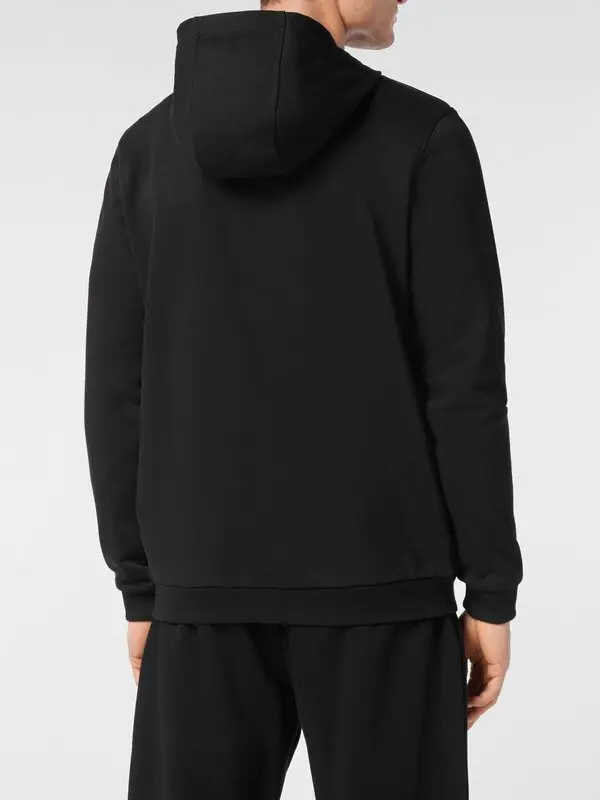 PLEIN SPORT Zipped Jersey Hoodie With Contrast Logo And America Pockets