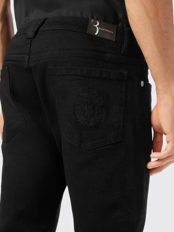 BILLIONAIRE Regular Fit Straight Leg Stretch-denim Jeans With Embroidered Logo