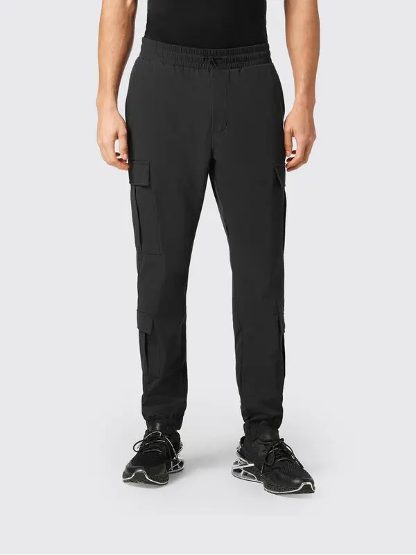 PLEIN SPORT Slim Fit Cargo Jogging Trousers In Technical Fabric With Drawstring