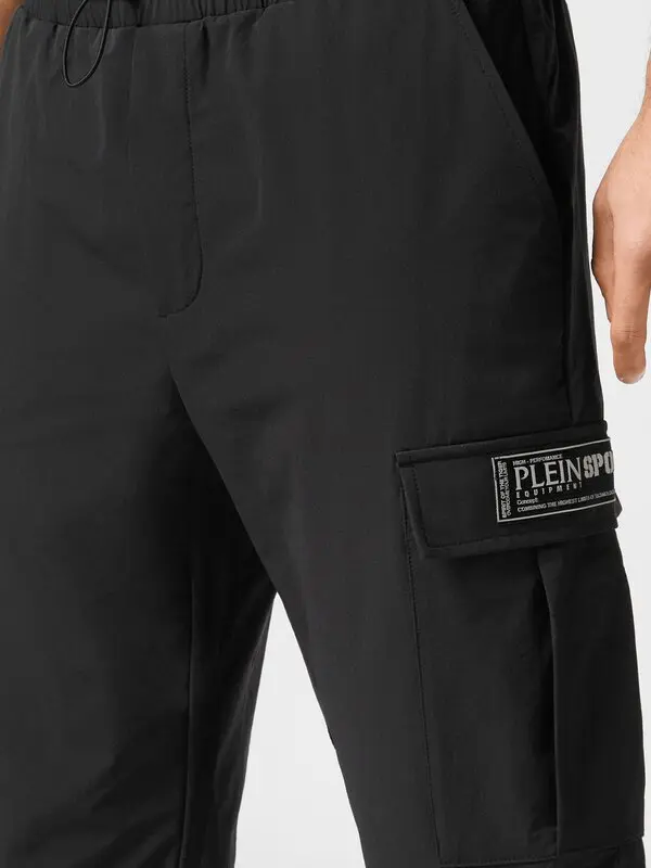 PLEIN SPORT Slim Fit Cargo Jogging Trousers In Technical Fabric With Drawstring