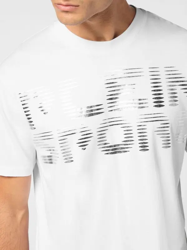 PLEIN SPORT Cotton Jersey T-shirt With Laminated Contrast Logo - White