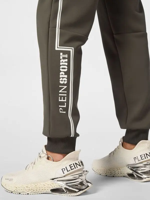 PLEIN SPORT Slim Fit Jersey Jogging Trousers With Drawstring And Logo - Green