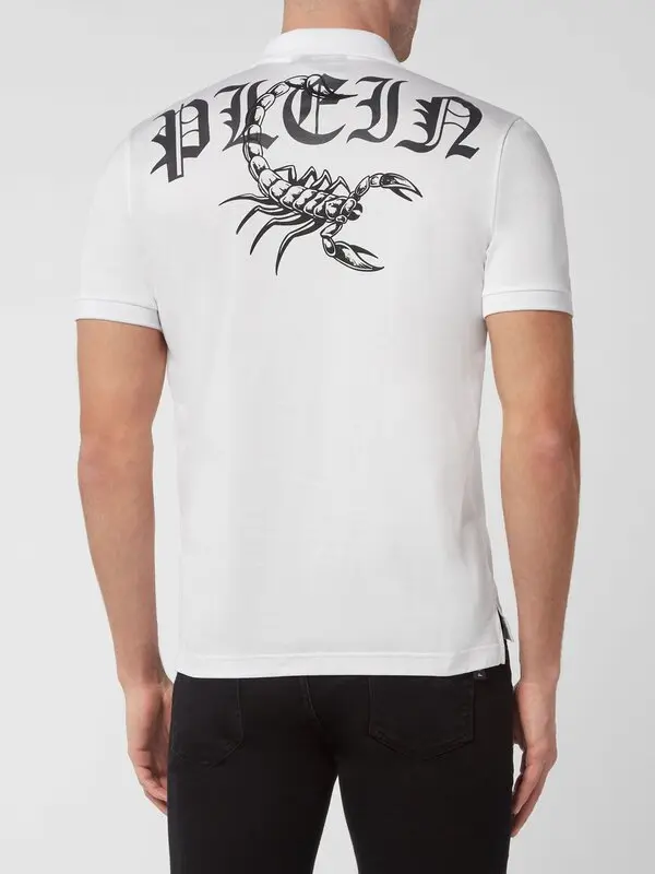 Philipp Plein Short-sleeved Cotton Polo Shirt With Contrasting Logo - White