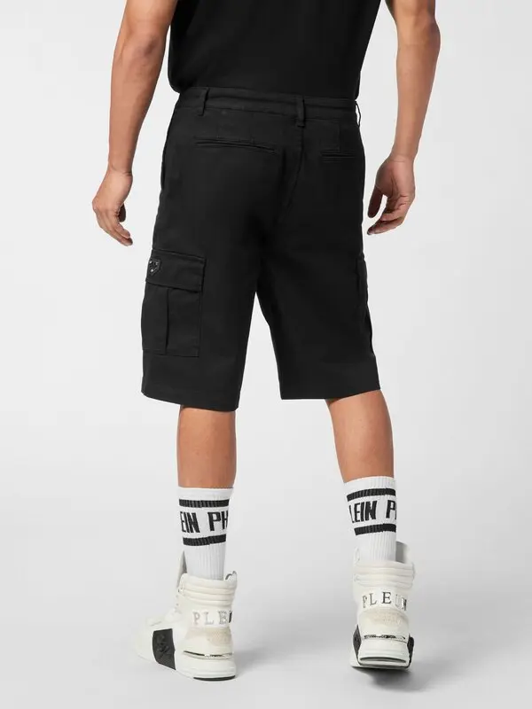 Philipp Plein Cotton Cargo Shorts - Black