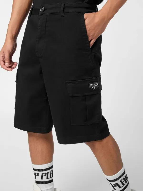 Philipp Plein Cotton Cargo Shorts - Black