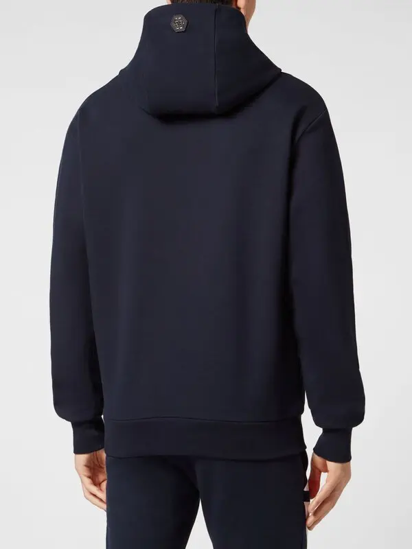 Philipp Plein Monogram Print Cotton Hoodie With Hexagon Logo - White 1