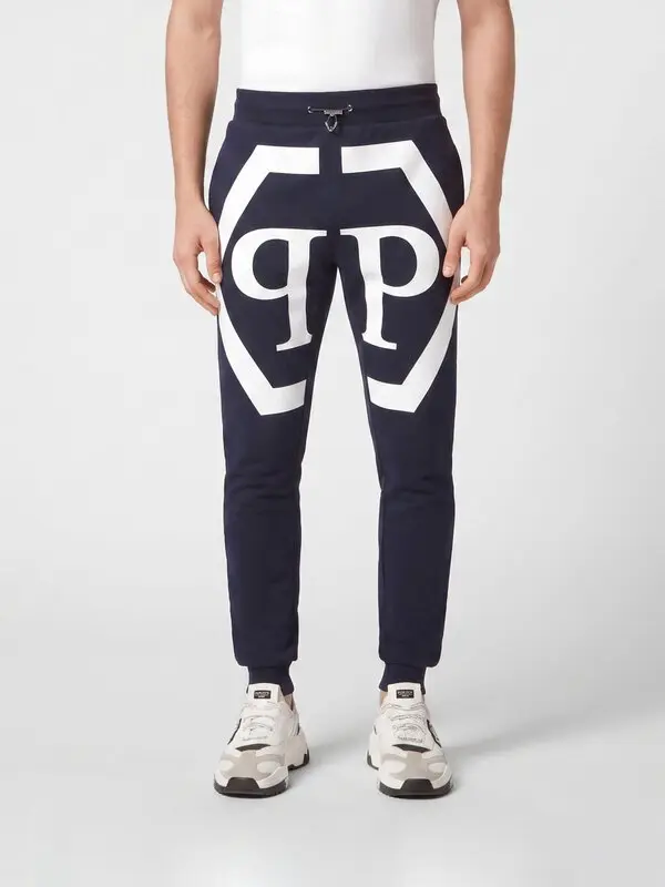 Philipp Plein Monogram Print Jersey Jogging Trousers With Hexagon Logo - White 1