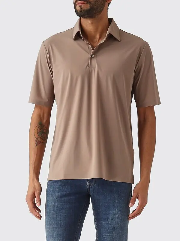 Herno Short-sleeved Cotton Polo Shirt With Classic Collar And Three-button Placket