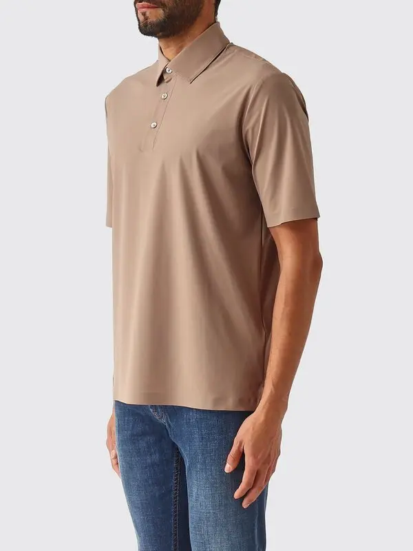 Herno Short-sleeved Cotton Polo Shirt With Classic Collar And Three-button Placket