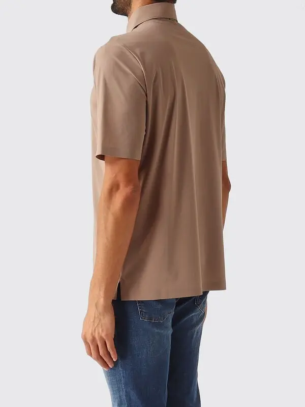 Herno Short-sleeved Cotton Polo Shirt With Classic Collar And Three-button Placket