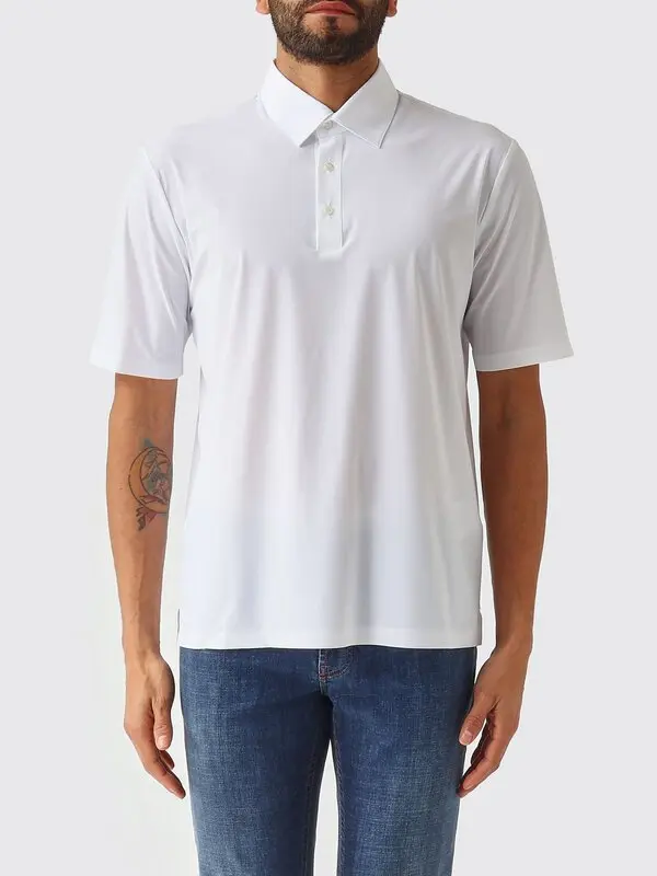 Herno Short-sleeved Cotton Polo Shirt With Classic Collar And Three-button Placket - White