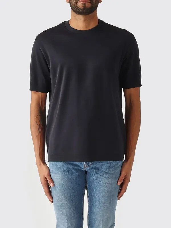 Herno Crew-neck Short-sleeved T-shirt In Cotton - Blue