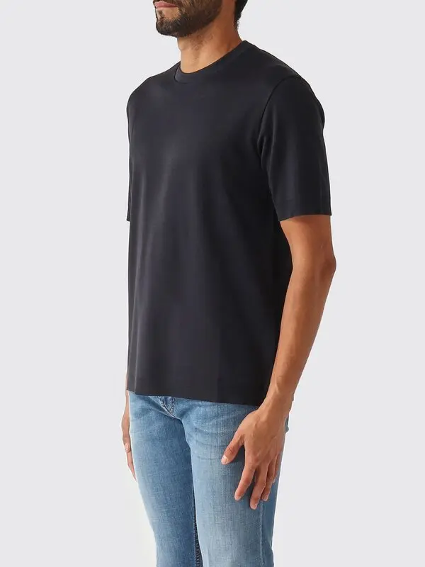 Herno Crew-neck Short-sleeved T-shirt In Cotton - Blue