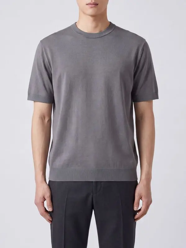 Herno Crew-neck Short-sleeved T-shirt In Cotton - Grey