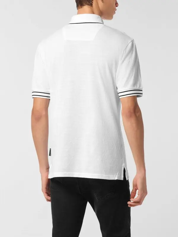 Philipp Plein Short-sleeved Cotton Polo Shirt With Contrast Logo And Classic Collar
