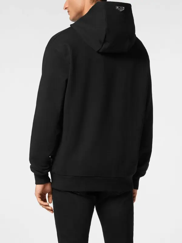 Philipp Plein Contrast Logo Cotton Hoodie - Black