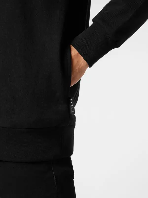 Philipp Plein Contrast Logo Cotton Hoodie - Black