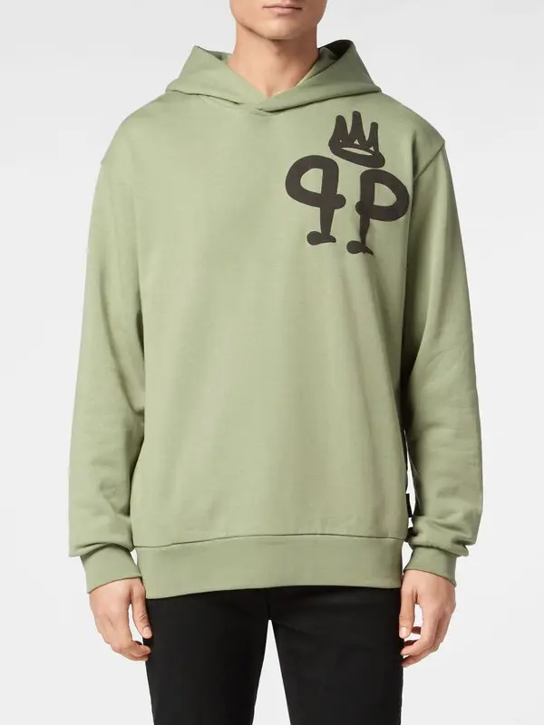 Philipp Plein Contrast Logo Cotton Hoodie - Green