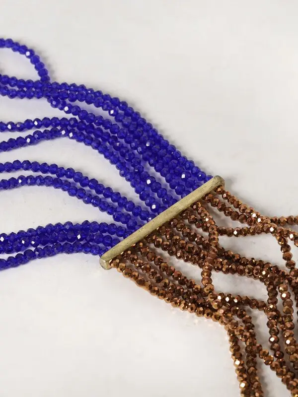 ALLUJEWELS Multi-strand Charleston Style Necklace With Bicolor Resin Beads - Blue