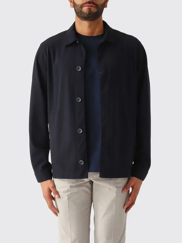 Herno Stretch Technical Fabric Shirt Jacket With Classic Collar - Blue