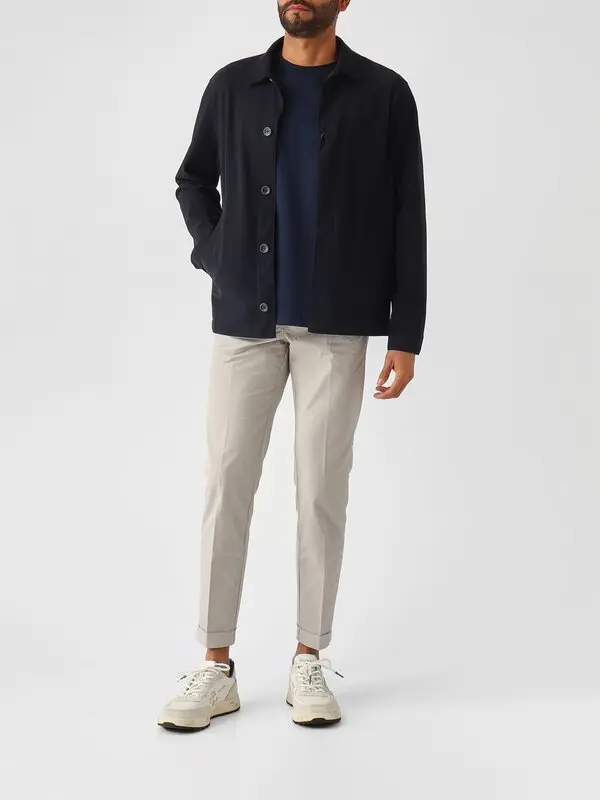 Herno Stretch Technical Fabric Shirt Jacket With Classic Collar