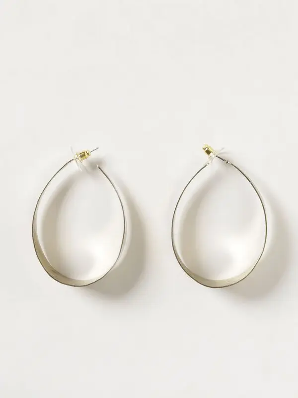 ALLUJEWELS Oval Shaped Brushed Metal Hoop Earrings By - Gold