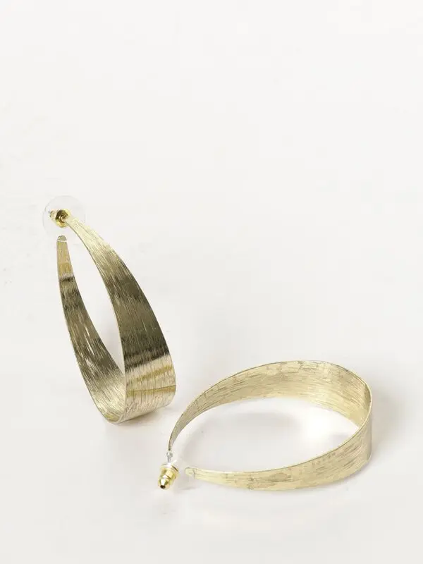 ALLUJEWELS Oval Shaped Brushed Metal Hoop Earrings By