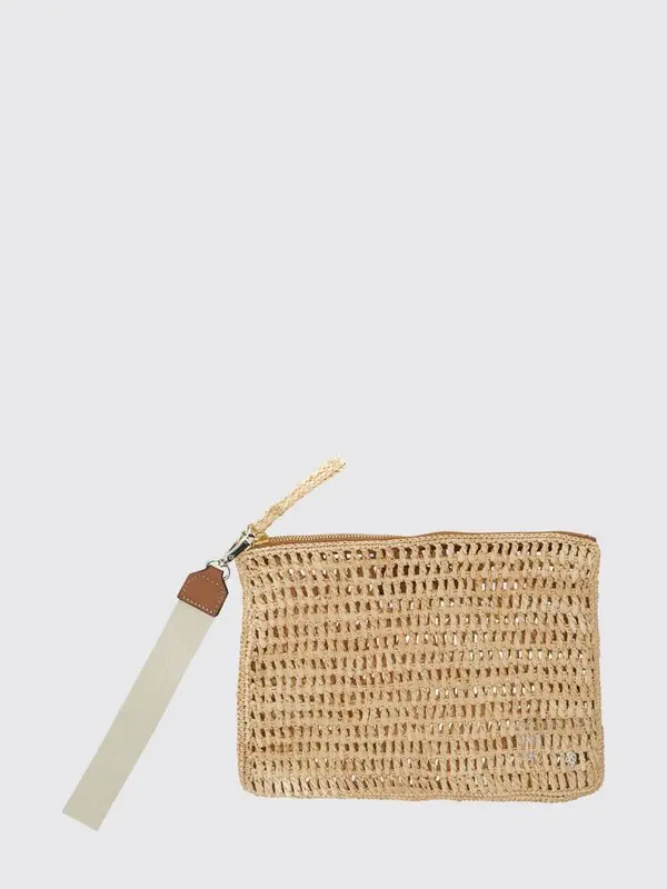 Helen Kaminski Perforated Raffia Clutch With Removable Wristlet